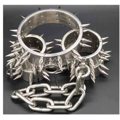 Spiked Stainless Steel Neck Collar Handcuffs Metal Restraints Hand ...