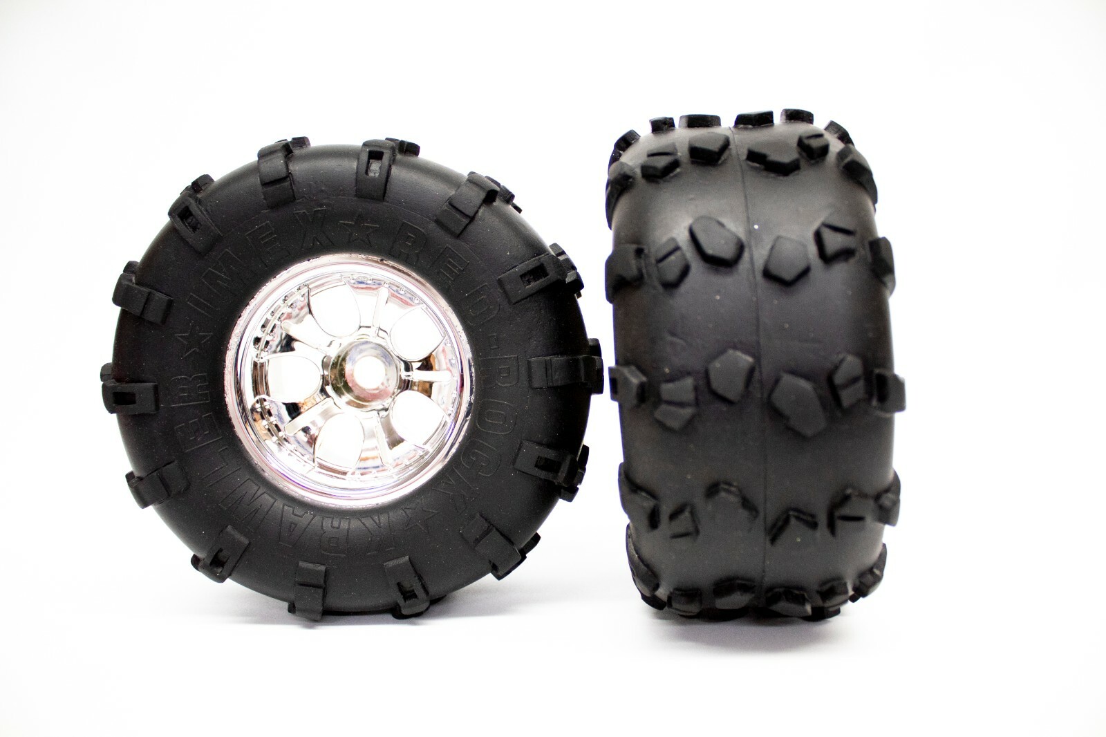 IMEX 3.2" Red Rock Tires & Falcon Chrome Rims (1 Pair) 17/14mm Hex | eBay