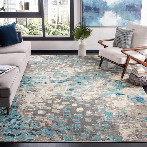 New- Madison Collection Accent Rug - 3' x 5', Grey & Blue, Boho ...