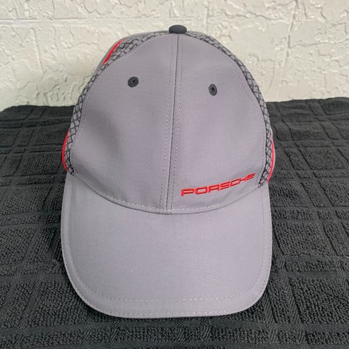 Porsche Hat Cap Strap Back Gray Red Lightweight Run Mens | eBay