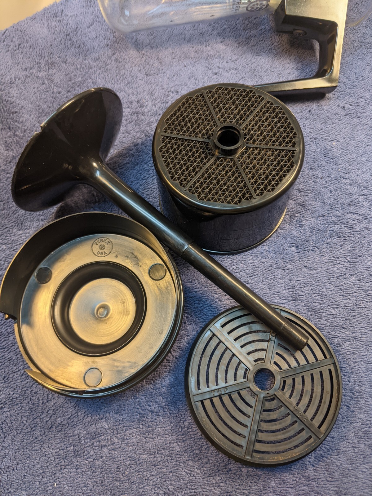 Vintage MCM Glass Pyrex 6 Cup Valu Perk Percolator Coffee Pot Gold ...