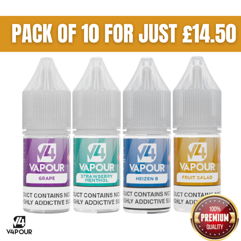 V4 Vapour 10ml Nic Salt E-Liquid Vape Juice 50/50 E-Juice | Pack Of 10 ...