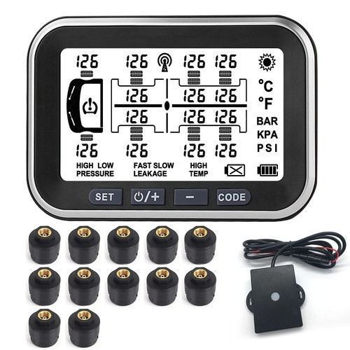12 Sensors TPMS Tire Pressure Monitoring System for RV/Motorhome ...