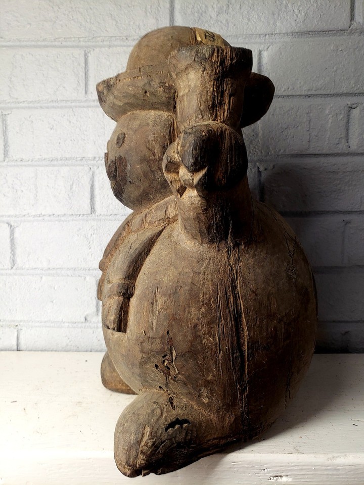 13" Old Mold Snowman w/ Top Hat Woodcarving for making Paper Mache ...