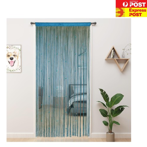Versatile Blue Beaded Curtain - Perfect for Doorways, Closets, & Room ...