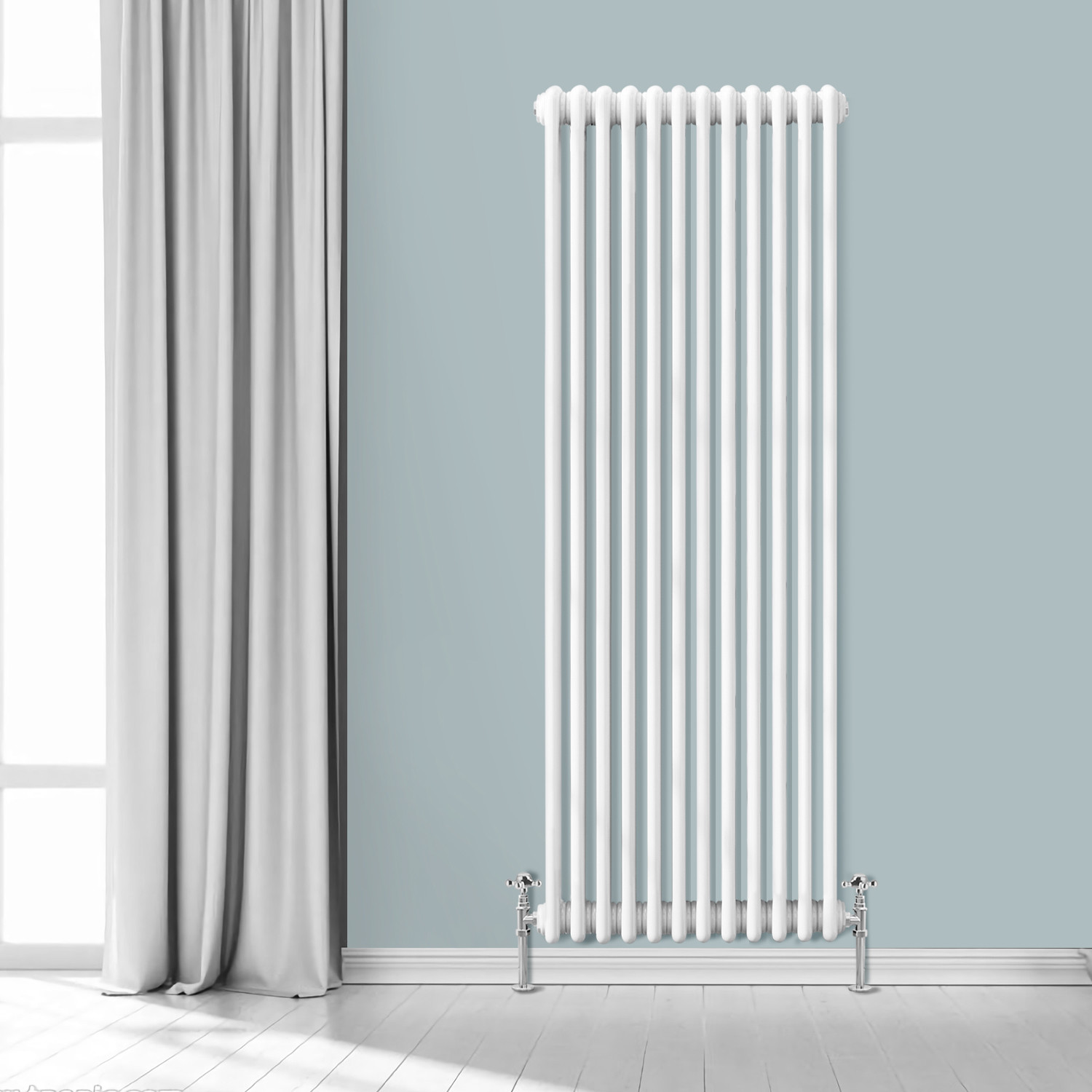 Traditional 2 Column Radiator Bathroom White Vertical Cast Iron Style ...