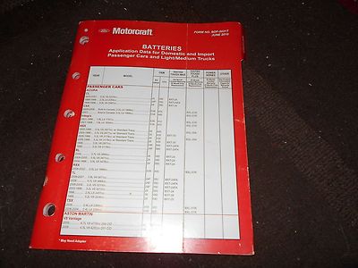 2010 MOTORCRAFT BATTERIES BATTERY MASTER PARTS CATALOG W PART NUMBERS ...