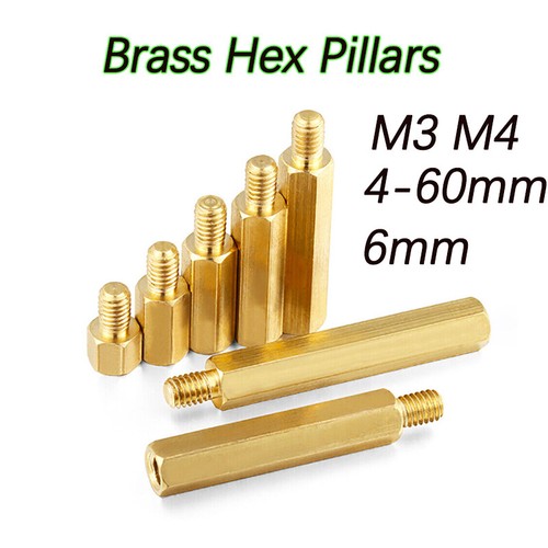 M3 M4 Female to Male Brass Hex Pillars Board Screw Nuts Threaded ...