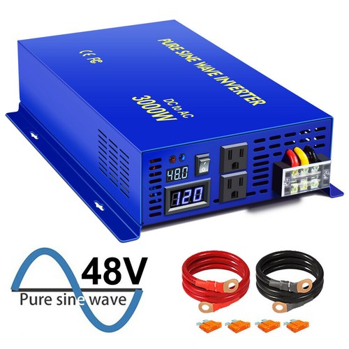 3000 Watt Pure Sine Wave Inverter Car Power 48 volt DC to 110v 120V AC ...