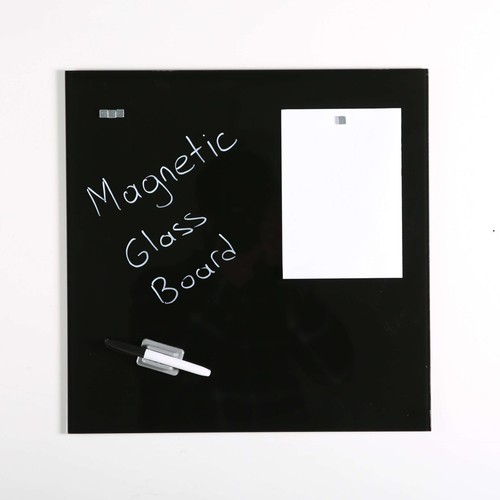 Tempered Glass Dry Erase Write On Board Set Black with Whiteboard ...