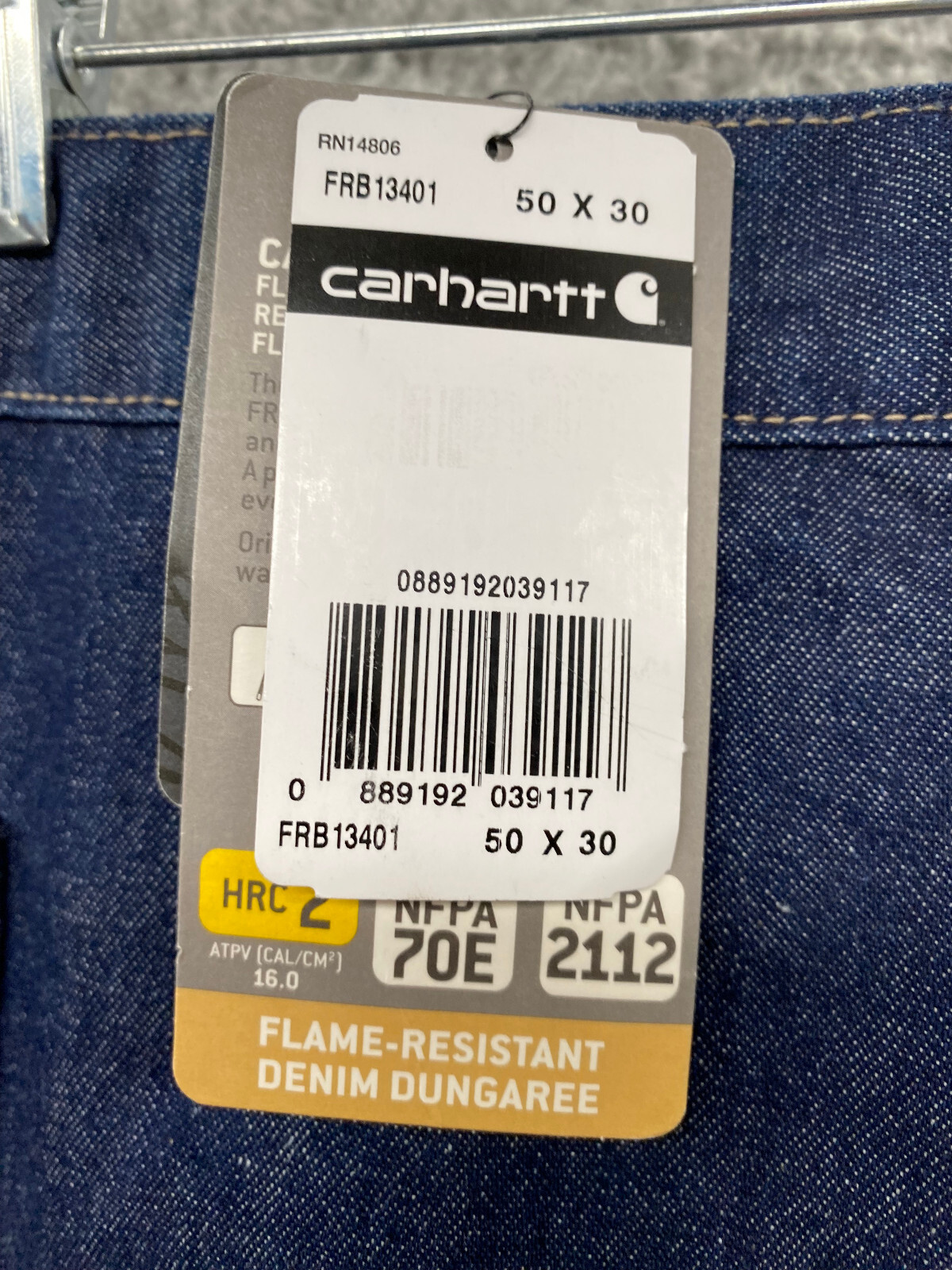 Carhartt Jeans Men 50 Blue FR Carpenter Straight 49x30 Flame Resistant ...