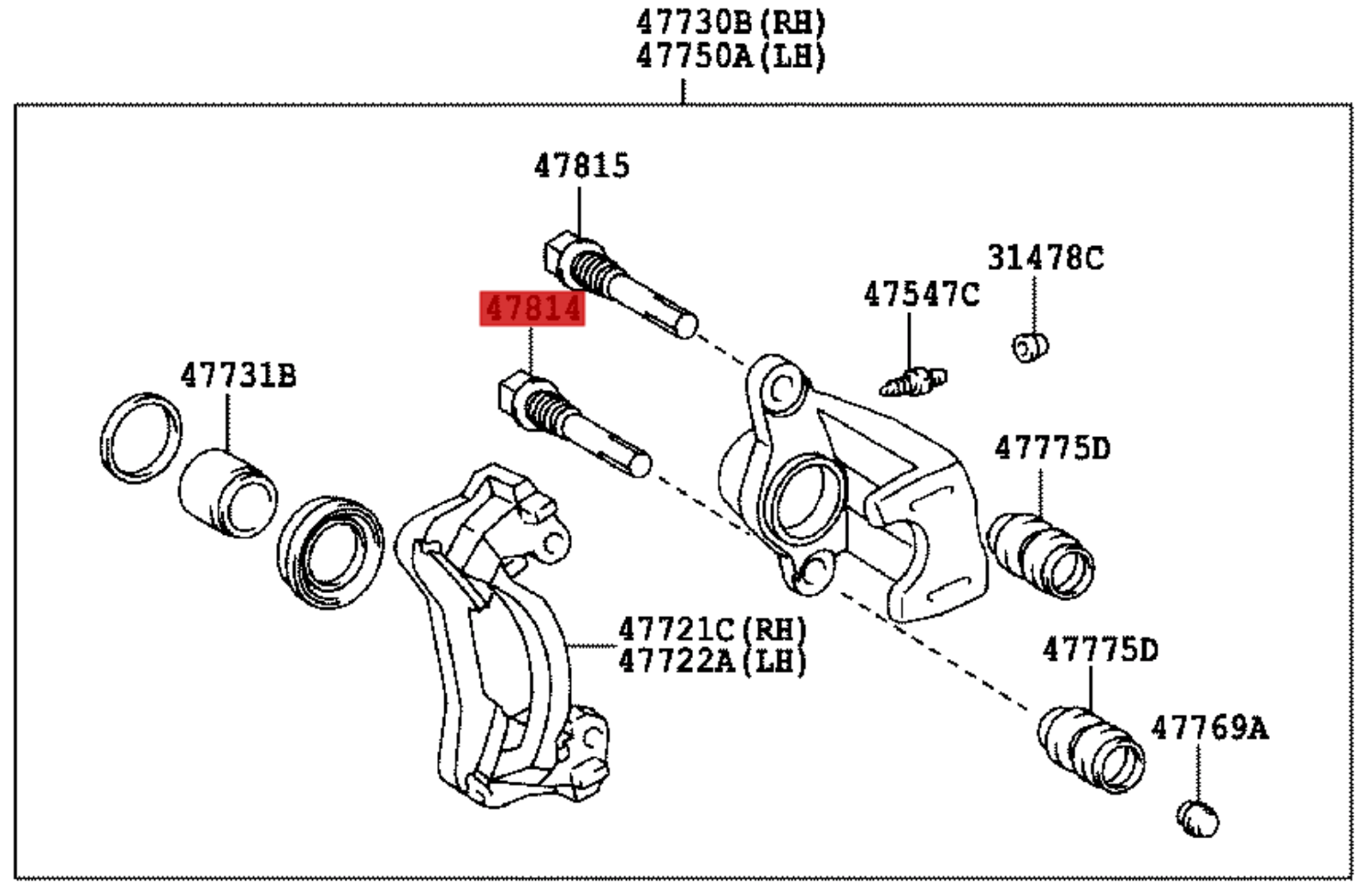 Genuine Rear Brake Caliper Slide Pin Toyota Camry Harrier Lexus Rx300 ...