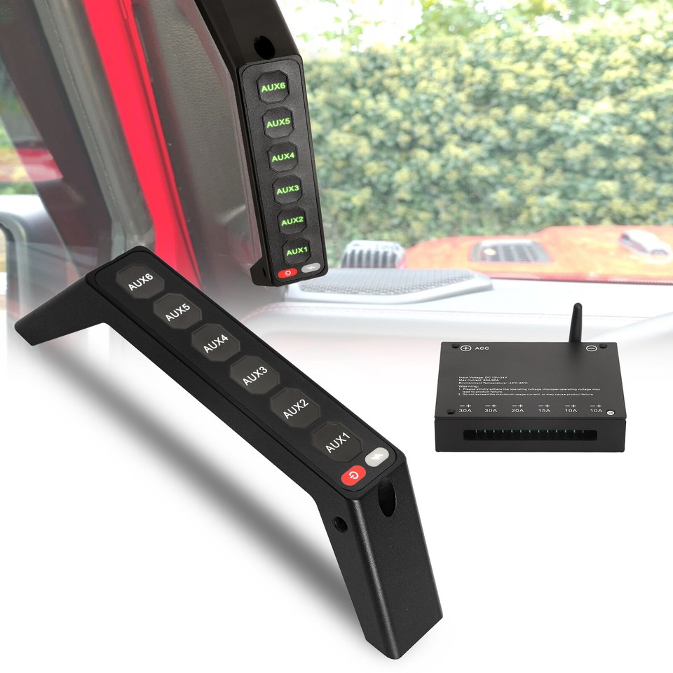 6 Gang Grab Handle Wireless Switch Panel For Jeep Wrangler JL 2018-23 ...