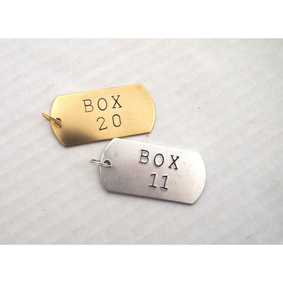 Customized Hand-Stamped Box # Mailbox Number Metal Keychain Tags Brass ...