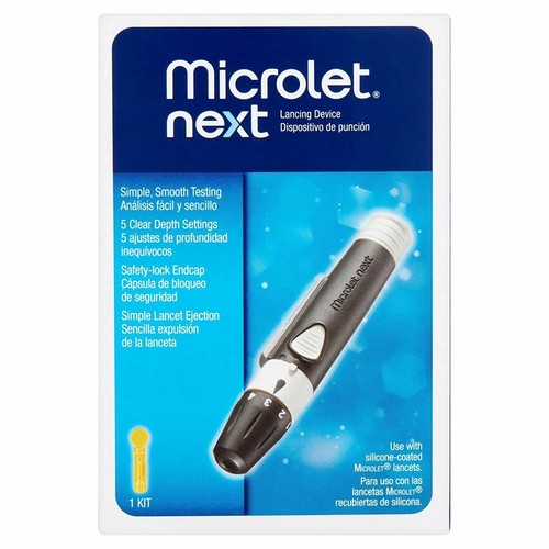 Microlet Next Lancing Device Kit 5 Clear Depth Settings with Safety ...