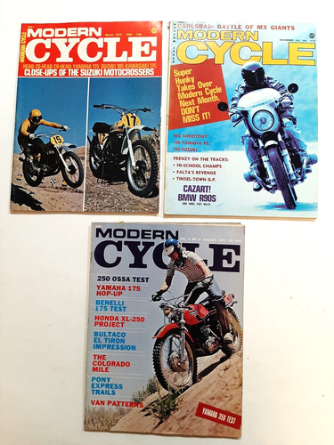 MODERN CYCLE 1972 1973 1974 Lot of 3 Magazines Suzuki Yamaha Benelli ...
