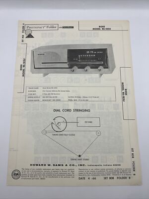Vintage 1966 SAMS PHOTOFACT Manual Schematic Ross RE-185U Tube AM FM ...
