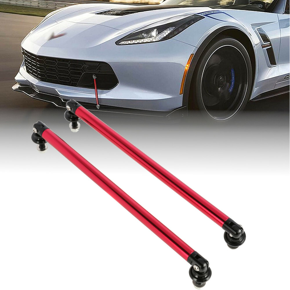 2x Front Bumper Lip Splitter Strut Rod Tie Support Bars Spoiler Red ...