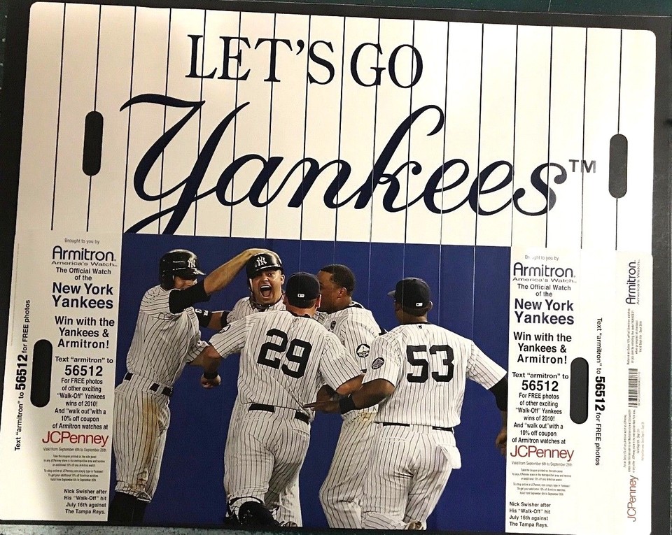 NY Yankees Stadium Giveaway Fan Sign SGA Nick Swisher Walk Off HR July ...