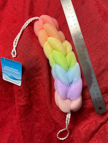 April Bath & Shower multi colored Mesh Bath Band Loofa w/ Handles 11 1/ ...