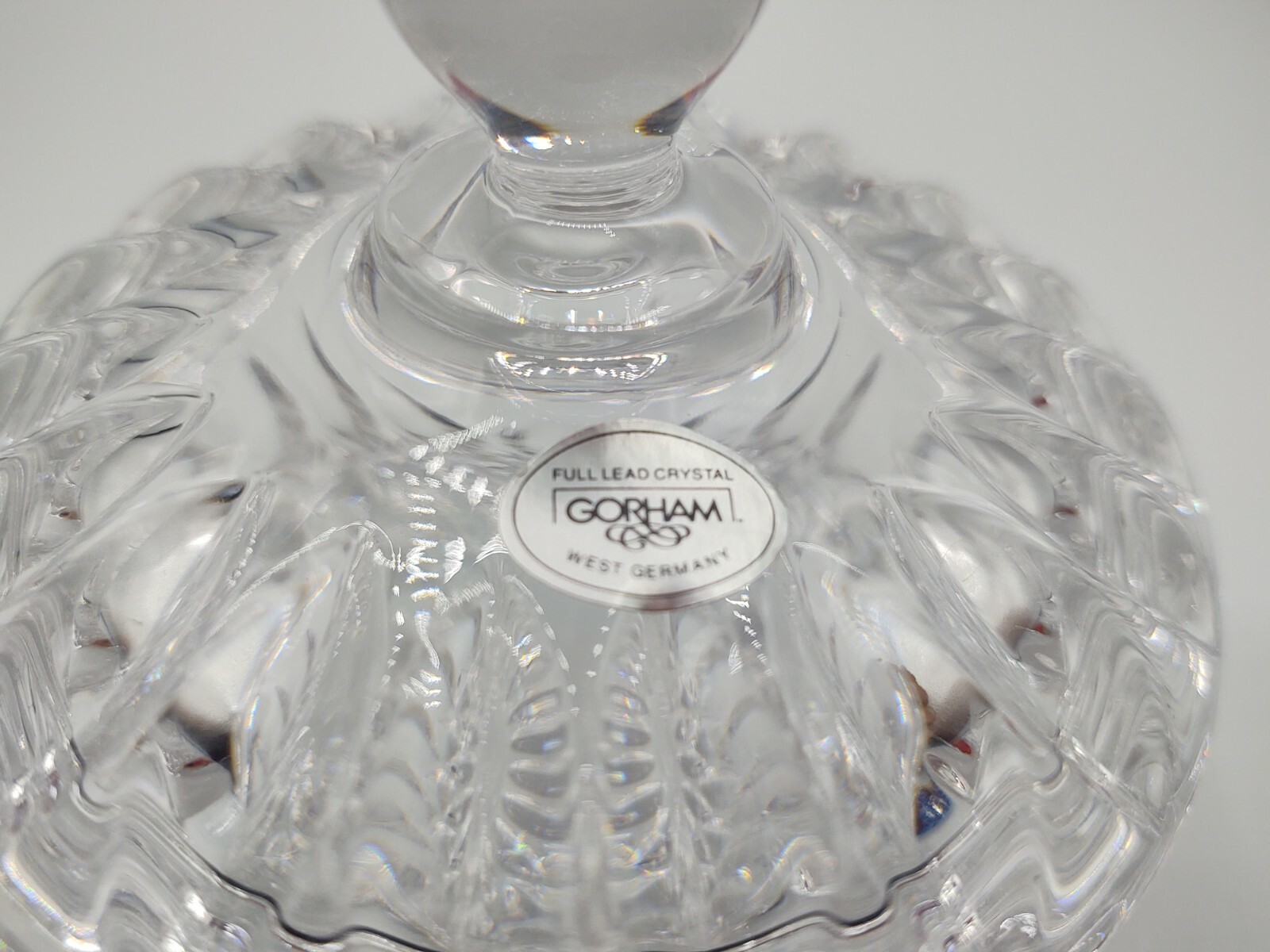 GORHAM Full Lead Crystal 4.5” Covered Candy Dish West Germany Clear ...