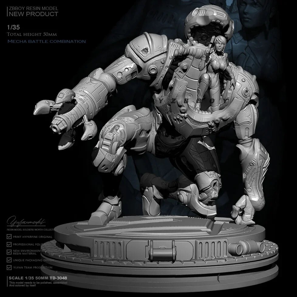 1/35 50mm Mecha Battle Combination Resin Model Kit Sci-Fi Figurine ...