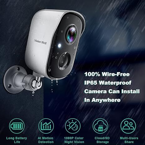 VISION WELL Wireless Cameras Security Battery Powered 1080P HD WiFi ...