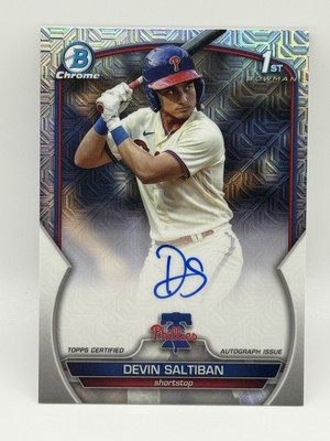 DEVIN SALTIBAN 2023 Bowman Chrome Draft 1st Autograph HTA Rookie AUTO ...