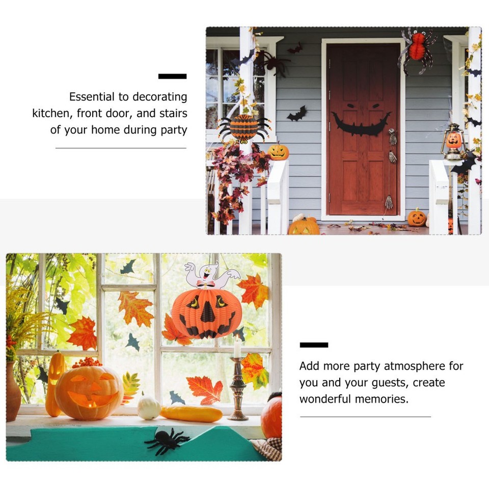 3PCS Themed Party Paper Ball Outdoor Indoor Halloween Hanging Decor ...