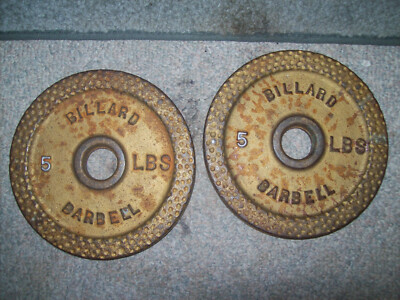 vtg BILLARD BARBELL 5s BodyBuilding STRONGMAN Fitness York EXERCISE ...