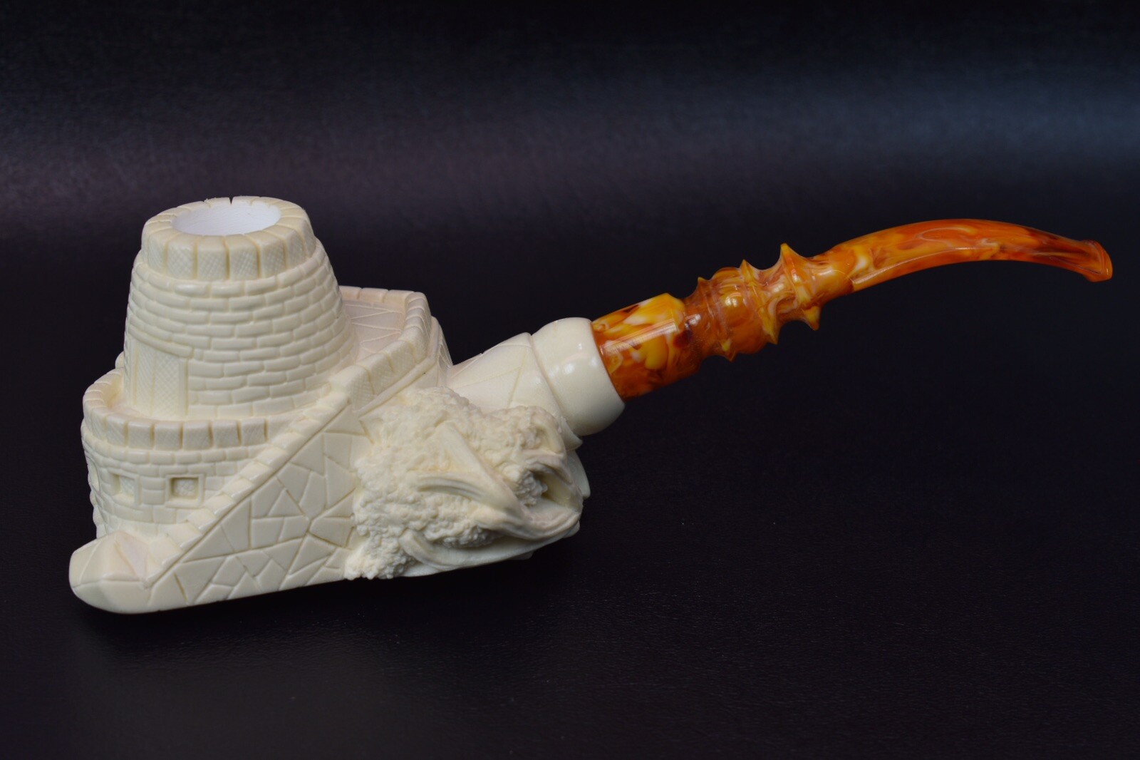 XL White Castle Pipe By Baglan New Block Meerschaum Handmade W Case ...