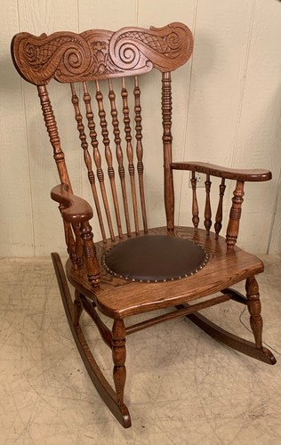 Antique Oak Press Back Rocker | eBay