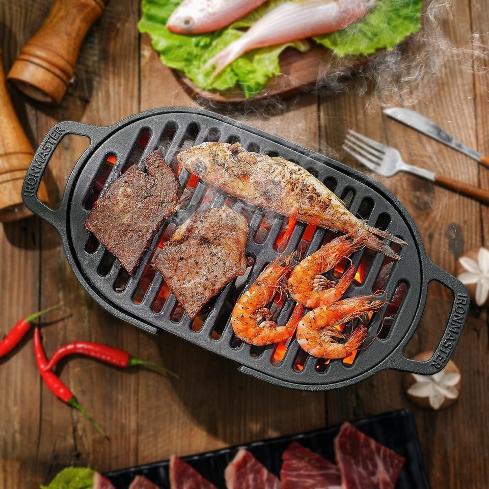 Mini Cast Iron Hibachi Grill, Tabletop Small Portable Charcoal Grill ...