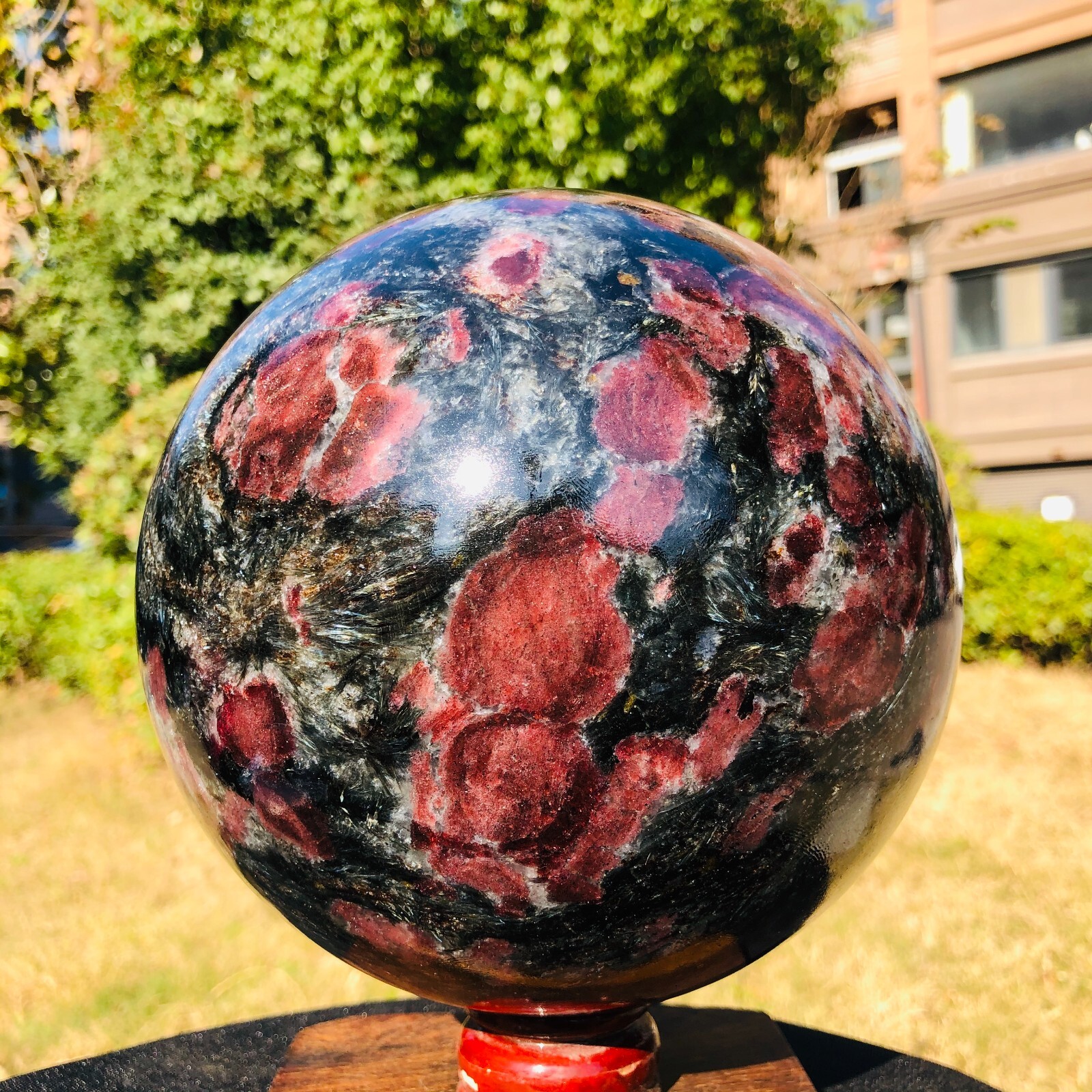 16.19LB Natural astrophyllite quartz "fireworks stone" crystal ball ...