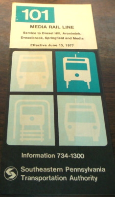 JUNE 1977 SEPTA ROUTE 101 MEDIA RAIL LINE PUBLIC TIMETABLE | eBay