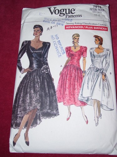 💐 VOGUE #7614-LADIES STUNNING SWEETHEART NECKLINE COCKTAIL GOWN PATTERN ...