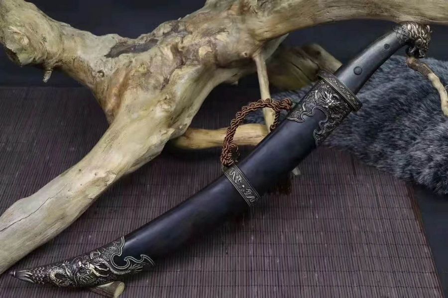 Handmade Mongolia Sword Sharp HRC60 Folded Carbon Steel Cavalry Sabre ...