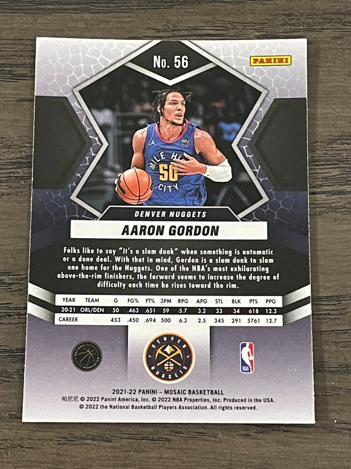 2021-22 Panini Mosaic Aaron Gordon #56 Denver Nuggets (A) | eBay