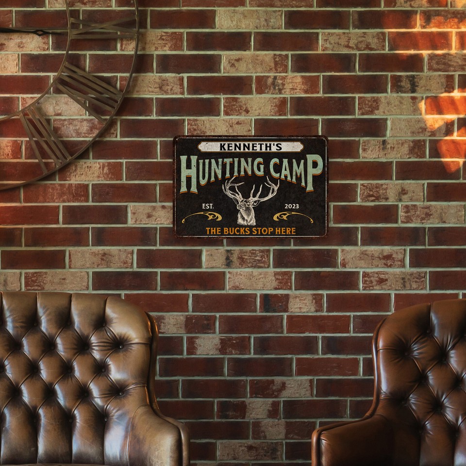 Custom Hunting Camp Sign Deer Hunting Gift For Him Garage Man Cave ...