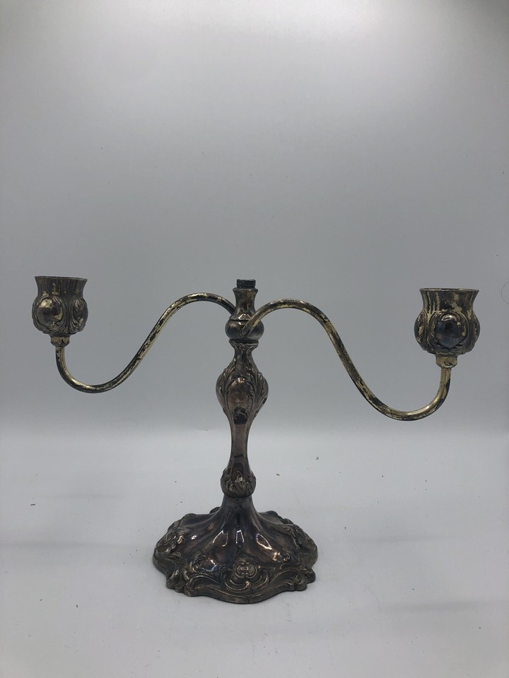 Apollo Silver Co. Vintage Silver Plate Repousse 2 Candles Candelabra | eBay