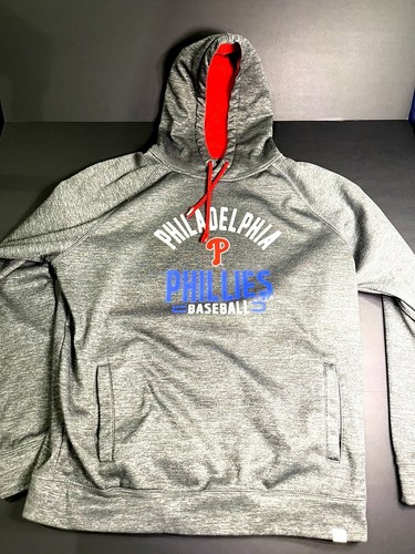 Philadelphia Phillies Fanatics Hoodie Gray Red Medium Baseball Fleece ...