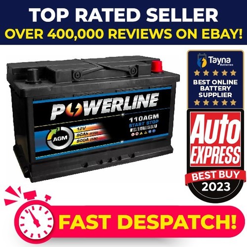 AGM Car Battery 110AGM Powerline 110 800A 80Ah 4Yr WTY 315x175x190 ...