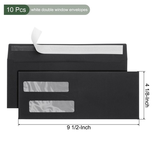 10 Pcs Double Window Envelopes (Black, 4 1/8 Inch x 9 1/2 Inch ) | eBay