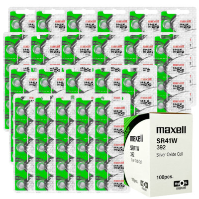 100 Pcs Maxel 392 SR41W Silver Oxide Watch Battery | eBay
