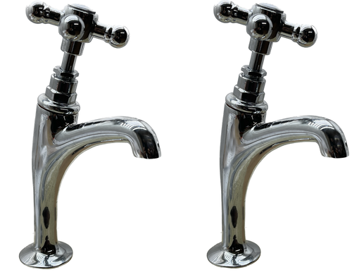 Traditional High Neck Kitchen Sink Taps Pair Pillar Mounted - Chrome ...
