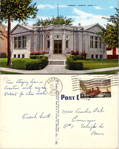 Minnesota MN Public Library Building Austin Postcard | eBay