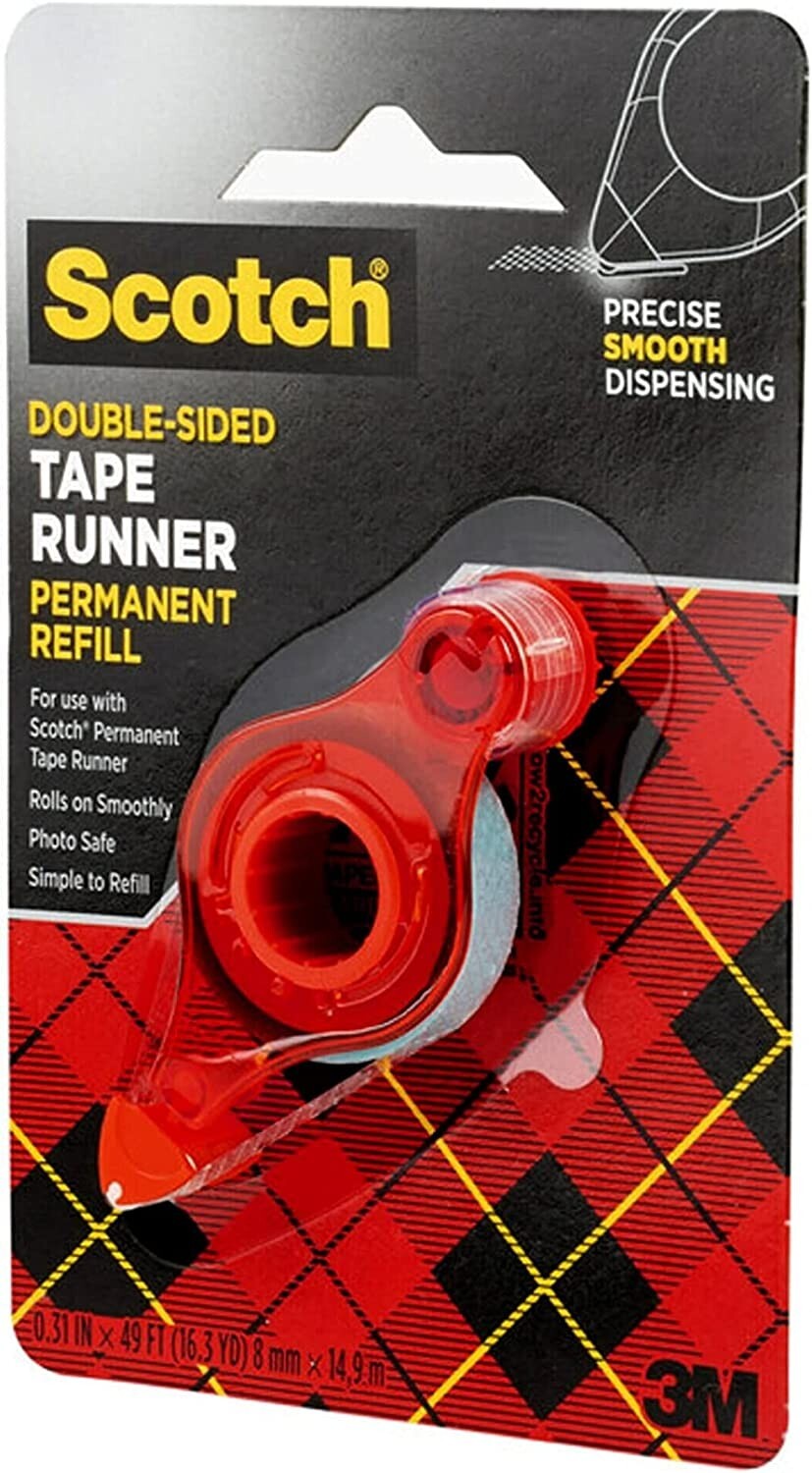 Scotch Double Sided Tape Runner Permanent Refill 6055-R 5/16" x 49'(5G ...