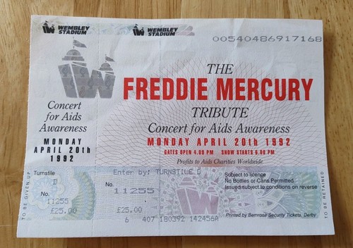 Freddie Mercury Tribute Concert Ticket 1992 Wembley Queen UNUSED No ...