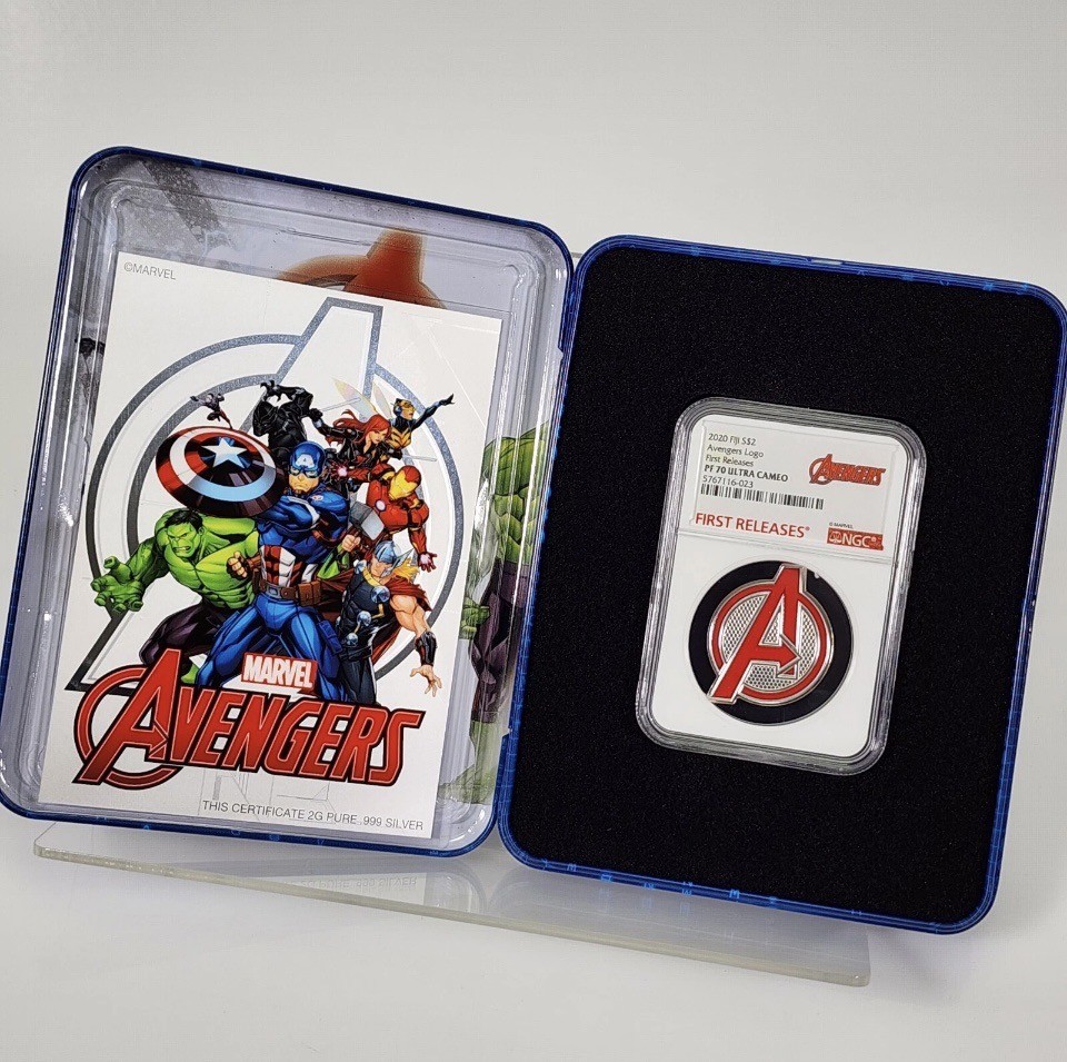2020 Marvel Avengers Logo with Case NGC PF70 UC First Releases 1oz .999 ...