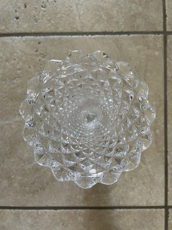 Princess House Lead Crystal Glass Footed Flower Vase 8.25" Diamond Cuts ...